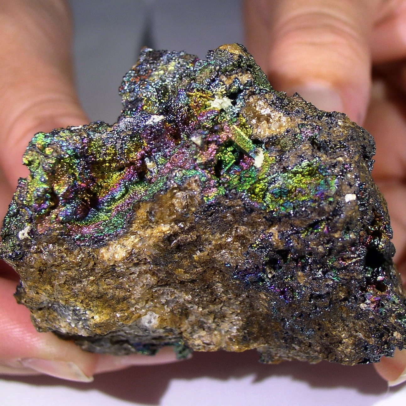 Bunt irisierender Goethit San Valentin Bergbaugebiet La Union Spanien ...